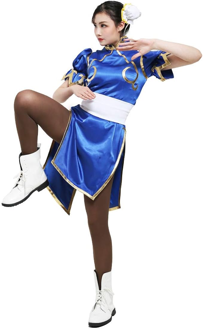 Amazon.com: miccostumes Women's Chun Li Cosplay Costume Dark Blue: Clothing
