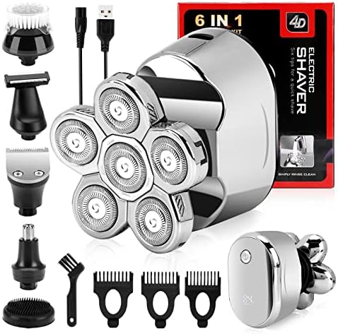 CestMall Head Shaver Men 6 in 1 Electric Razor for Bald Men Waterproof ...