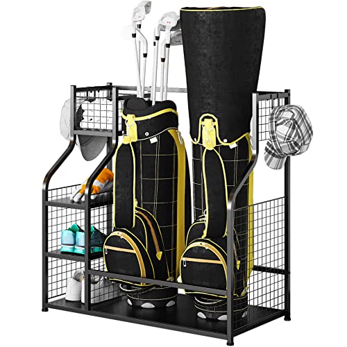 JINLLY Golf Storage Organizer, Golf Bag Holder Rack with 4 Movable ...