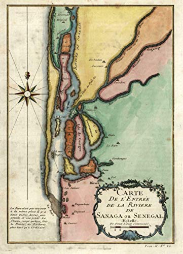 West Africa Sanaga River Cameroon Coastal Chart 1749 Bellin Map Fine ...