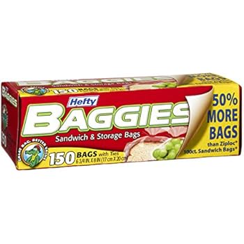 Amazon.com: Hefty Baggies Storage Bags (Sandwich, Twist Tie, 150 Count ...