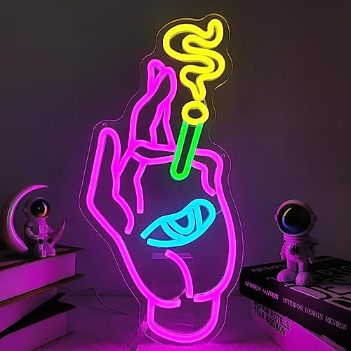 Hand Eye Neon Sign Hamsa Neon Lights Signs Evil Eye Hand Dimmable LED ...