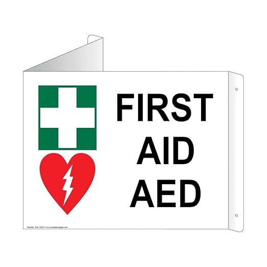 First Aid AED Reflective Wall Sign, Triangle Projection-Mount, 13x10 ...