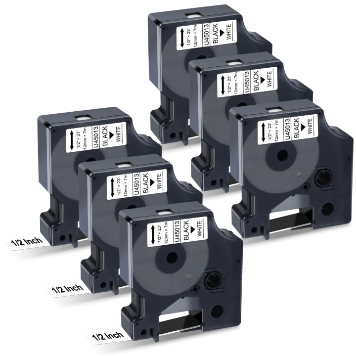 6X Replace for Dymo D1 Label Tape 45013 for Dymo Label Maker Refills D1 ...