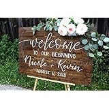 Amazon.de: Bair89Pulla Welcome to Our Beginning Schild, rustikal ...