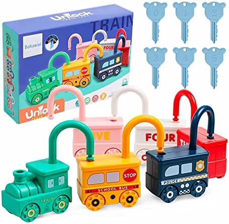 Bokoeiei Kids Learning Locks and Keys Car Toys Sorting & Matching ...