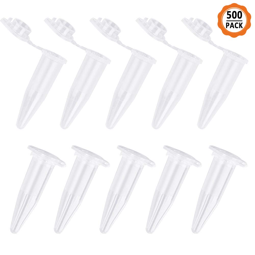 500 Pieces Centrifuge Tube, 1.5ML Micro Test Tubes Sample Vial Clear ...