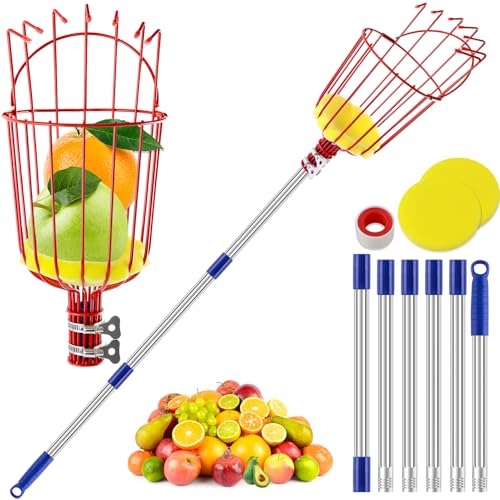 Fabulas Fruit Picker, 8 Ft Apple Picker Pole with Basket, Adjustable ...