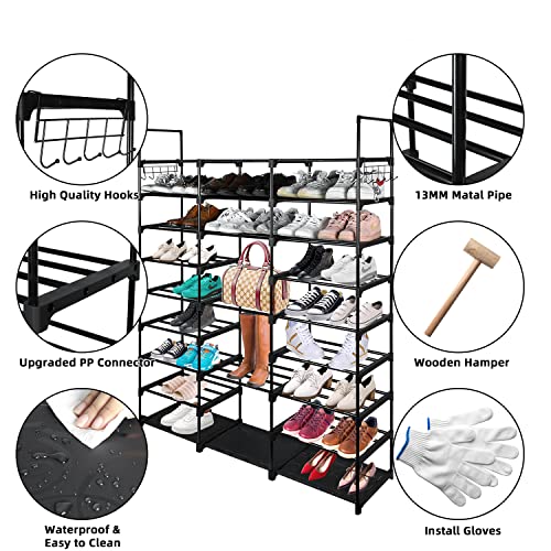 9 Tier Shoe Rack Shoe Organizer For Closet Entryway, Metal Shoe Rack ...