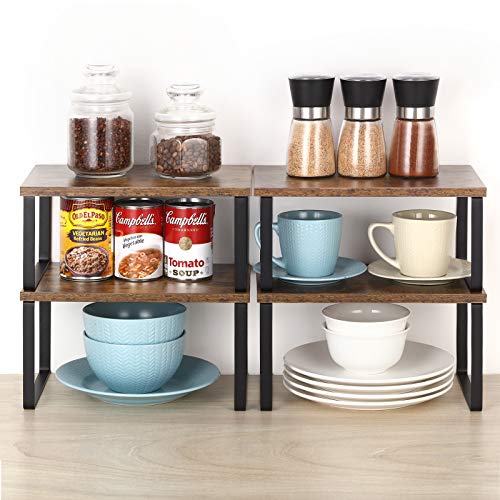 Kitchen Cabinet Shelf Organizers Wooden Counter Top Organizer Racks for ...