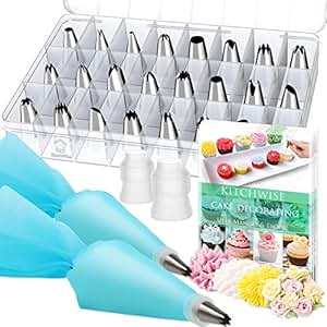 Cake Decorating Supplies Kit Tips 30 Pieces, 24 Stainless Steel Icing ...