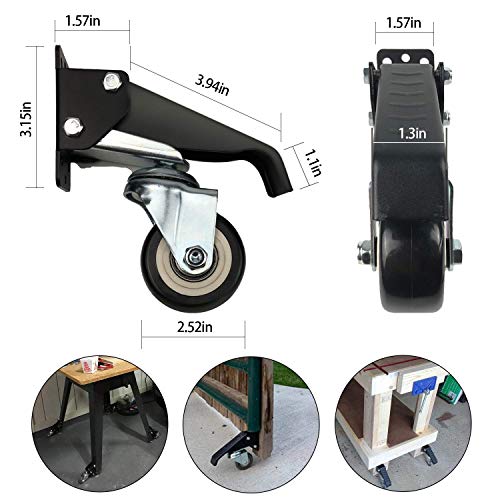 MYOYAY Workbench Caster kit 4 Pack Heavy Duty Retractable Stepdown ...