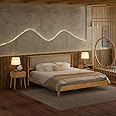 Amazon.com: NTC Ruby Wooden Bed Frame with Headboard and Natural Rattan ...
