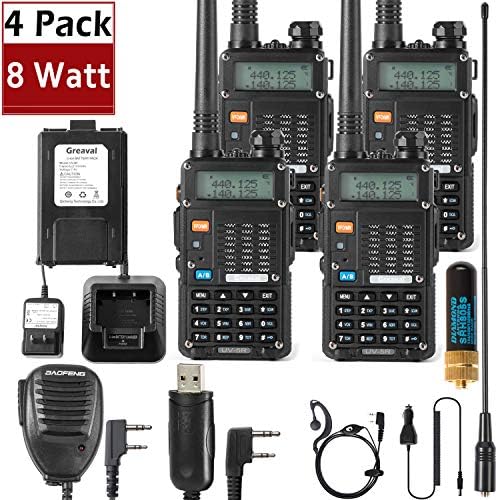 Ham Radio Walkie Talkie (UV-5R 8-Watt) UHF VHF Dual Band 2-Way Radio ...