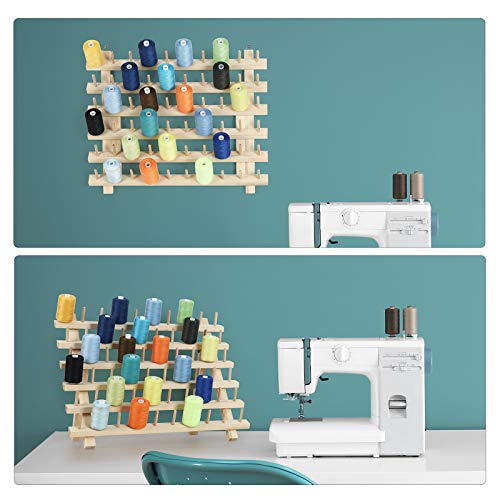 60-Spool Thread Rack, Wooden Thread Holder Sewing Organizer ...