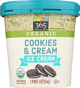 365 Everyday Value, Organic Cookies & Cream Ice Cream, 16 oz (Frozen ...