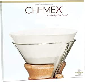 Amazon.com: Chemex Coffee Filters with 100 Chemex Bonded Unfolded 12 ...