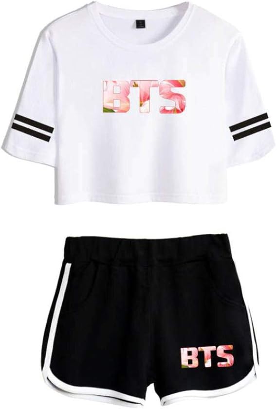 Conjunto de Camiseta BTS para Mujer Tops y Pantalones Cortos Ropa ...