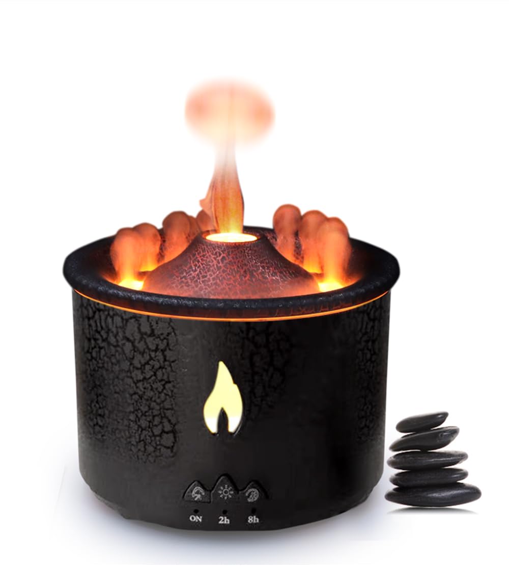Volcano Fireplace Diffuser, Ultrasonic Flame Lava Volcano Mushroom ...
