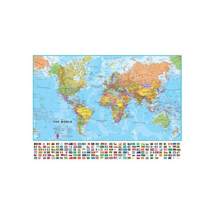 Buy Maps International Medium World Wall Map (political) - with flags ...