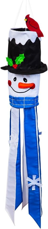 Amazon.com : Snowman Windsock with Festive Cardinal and Holly 10.5 x 46 ...