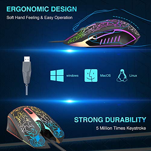 BENGOO Gaming Mouse Wired, Ergonomic Gamer Laptop PC Optical Computer ...