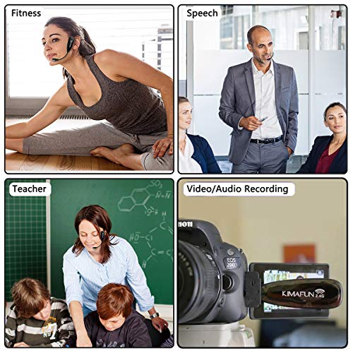 KIMAFUN Fitness Wireless Headset Microphone, 2.4G Waterproof Sweatproof ...