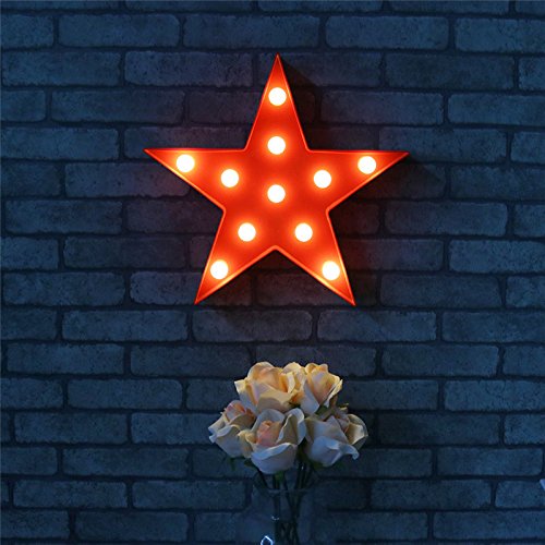 Marquee Light Star Shaped LED Plastic Sign-Lighted Marquee Star Sign Wall Décor Battery Operated ...