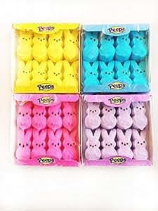Amazon.com : Peeps Marshmallow Easter Bunnies Bundle with 4 Colors ...