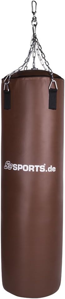 ScSPORTS® Boxsack 120 x 35 cm aus braunem Kunstleder mit 4-Punkt ...