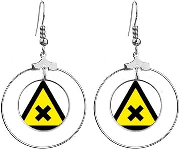 Amazon.com: Warning Symbol Yellow Black Prohibited Triangle Earrings ...