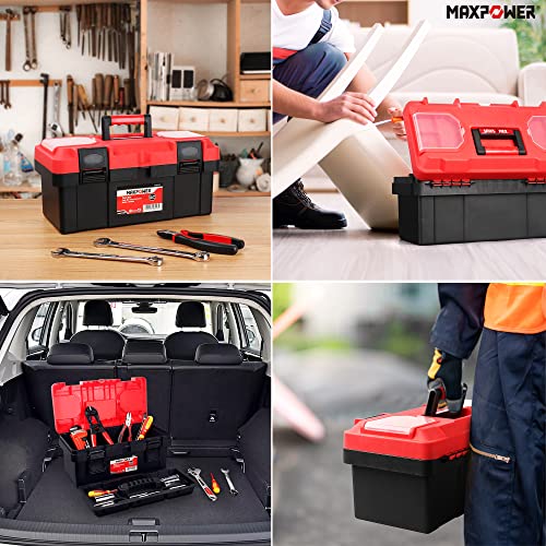 MAXPOWER Tool Box 16 inch, Plastic Small Tool Box with Latch and ...