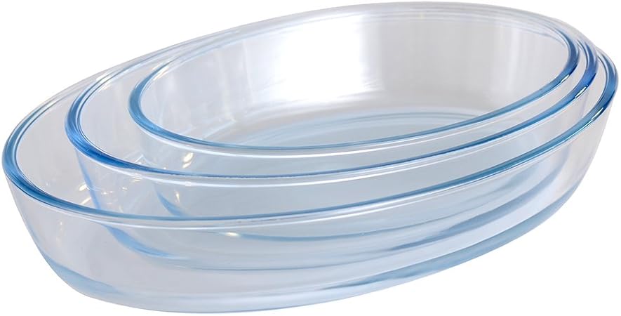 ProCook Glass Ovenware Set of 3 Oval Dishes: Amazon.co.uk: Kitchen & Home