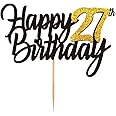 Amazon.com: Happy 27th Birthday Cake Toppers Glitter 27th Anniversary ...