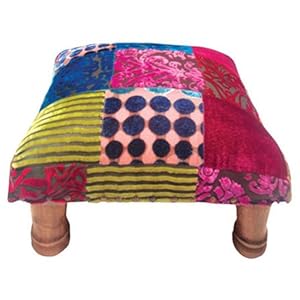 MATILDA - Velvet Patchwork Footstool - Multi-coloured: Amazon.co.uk: Kitchen & Home