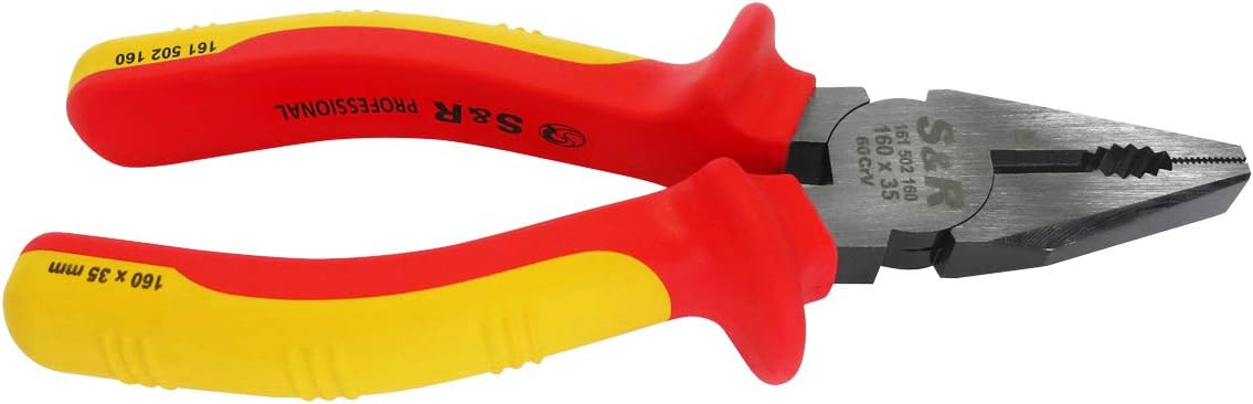 S&R Combination Pliers 160mm Insulated 1000V Universal, Jaws 35 mm, VDE ...