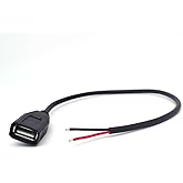 Amazon.com: ELNONE 2PCS USB Female Pigtail 2 Wire,0.3M/1Ft 20AWG USB 2. ...