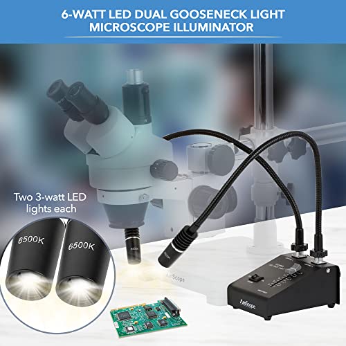 AmScope LED-6W Powerful 6 Watt LED Dual Gooseneck Lights Illuminator ...