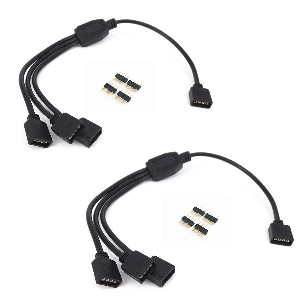 2 pcs Black 4 Pins LED Splitter Cable LED Strip Connector 3 Way ...