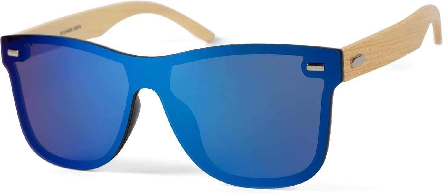 styleBREAKER Unisex Monoglass Nerd Sunglasses with bamboo temples and ...