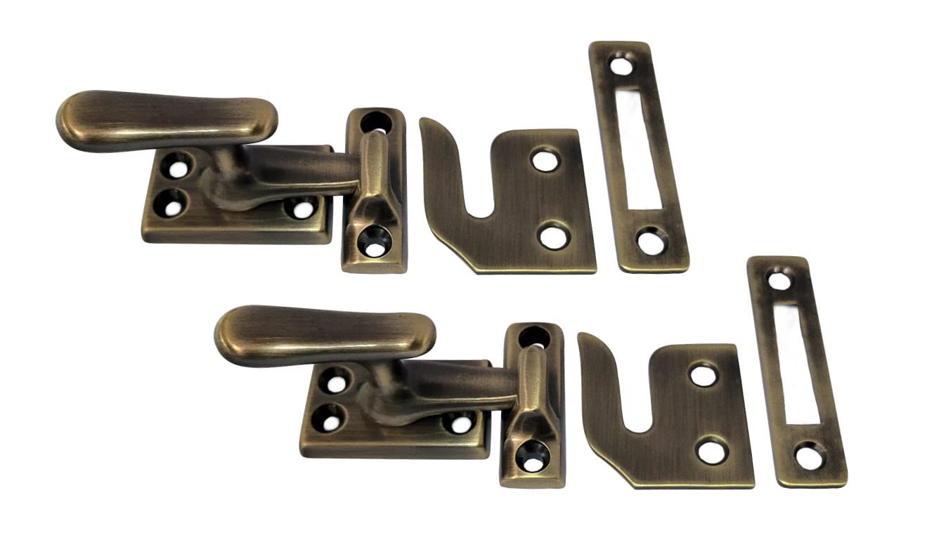 QCAA Solid Brass Casement Fastener Window Lock, Small, Brushed Antique Brass, 2 Pack for sale ...