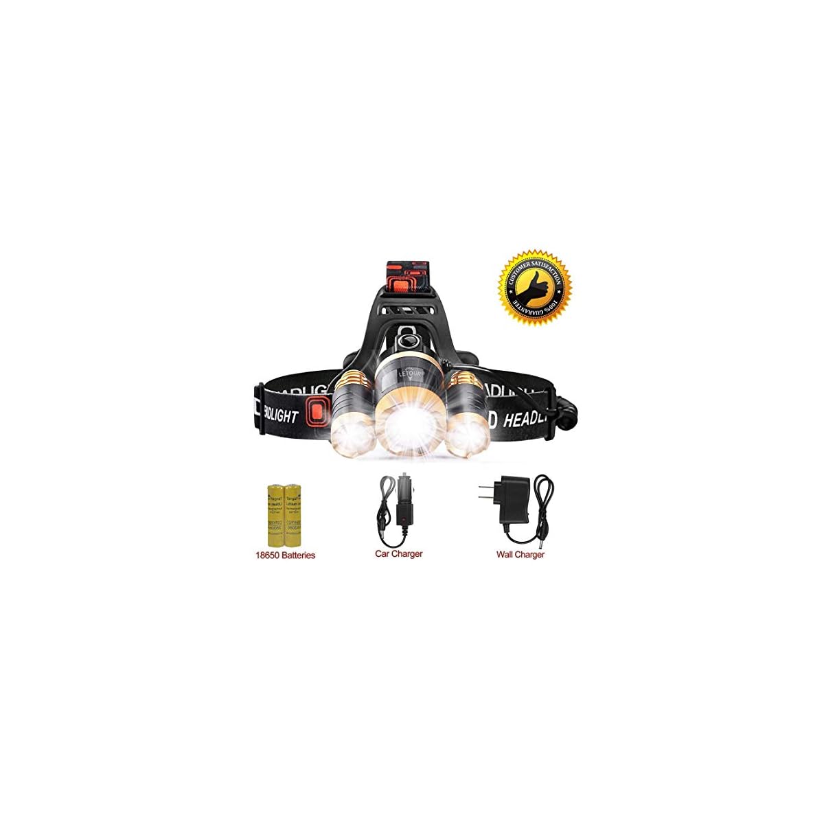 LETOUR LED Headlamp Cree T6 Headlamps Zoom 4 Brightness 8000 Lumens ...