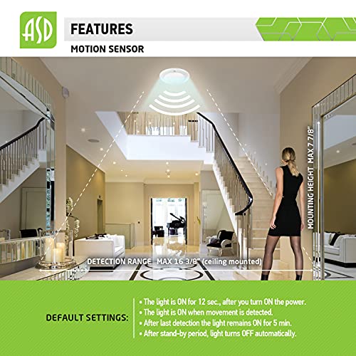 ASD (1 Pack) 6 Inch LED Disk Light with Motion Sensor, CCT Adjustable ...