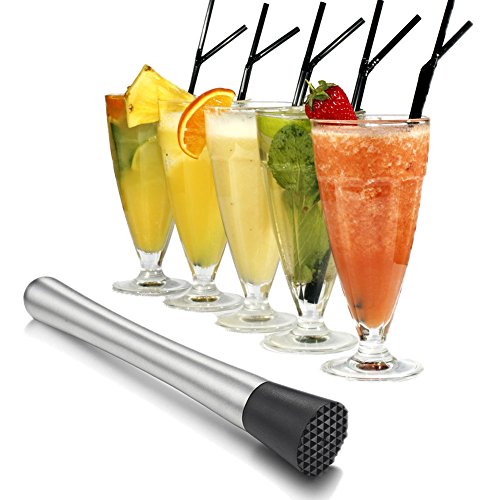 ACCMOR Cocktail Muddler, Professional Bar Tool, Long Stainless Steel ...