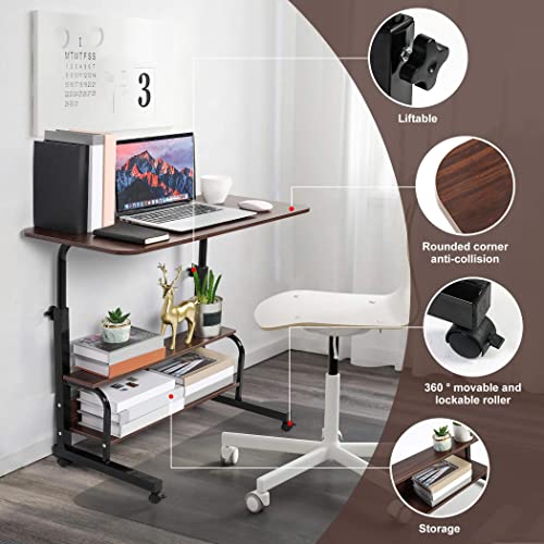 Small Desk for Small Spaces Rolling Adjustable Height Desk Portable ...