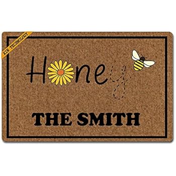 Amazon.com : Door Mats - Bee Hive Stenciled Coir Doormat - Honeybee ...