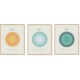 Amazon.com: Framed Set of 3 Aura Beach Wall Art Sun Salt Sea Aura ...