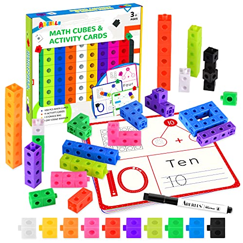 ABERLLS Math Cubes Manipulatives with Activity Cards, Number Blocks ...