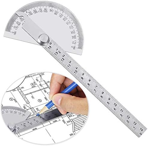 Stainless Steel Protractor Ruler 0 to 180 BESLIME Round Head Protractor ...