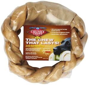Amazon.com : Chunky Chews 8" Braided Rawhide Rings For Large Dogs (Beef ...